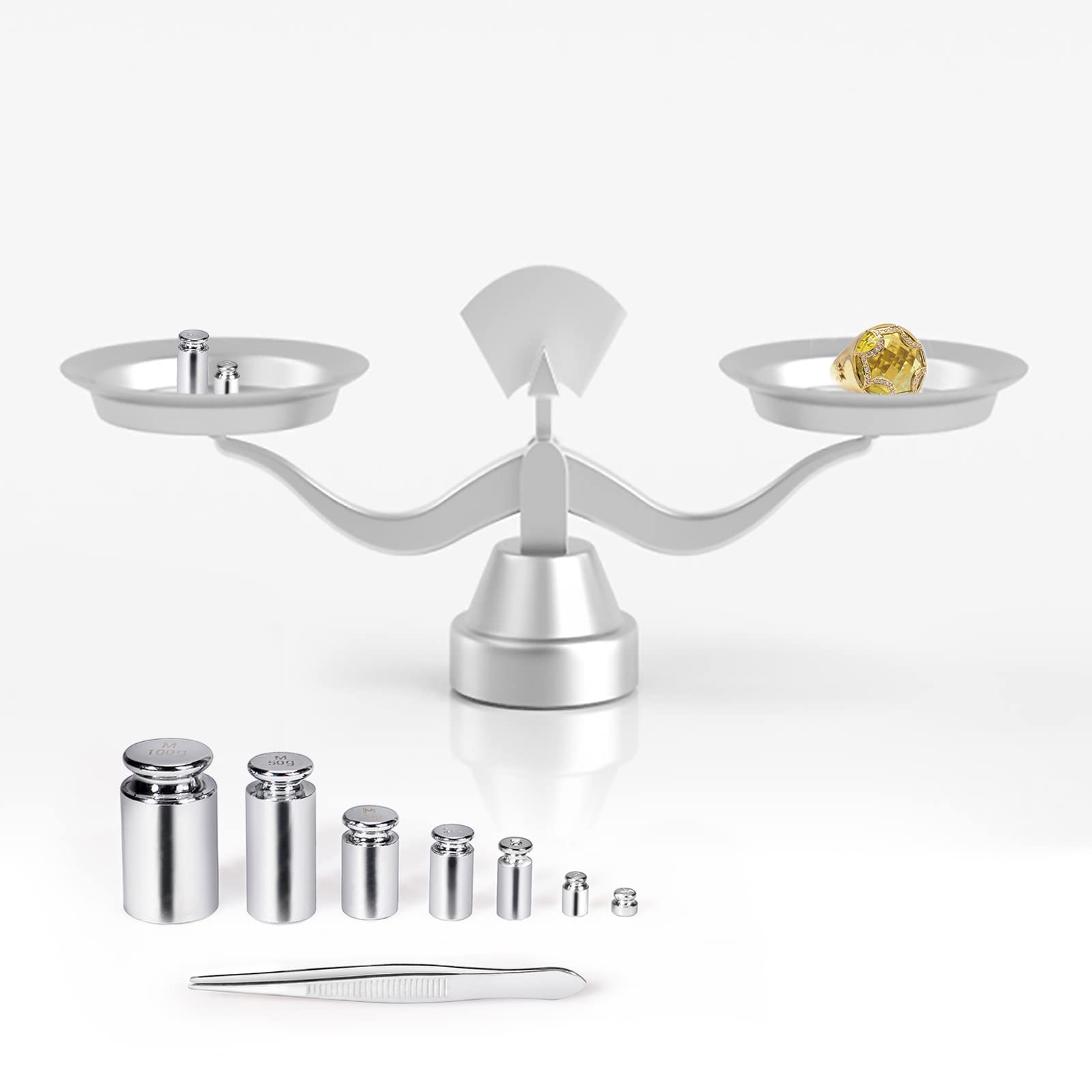 ACCT Calibration Weight, 1g 2g 5g 10g 20g 50g 100g Calibration Gram Scale Weight Set for Digital Scale Balance, Small Weights for Crafts,1 Piece Calibration Weight Tweezers(Silver)