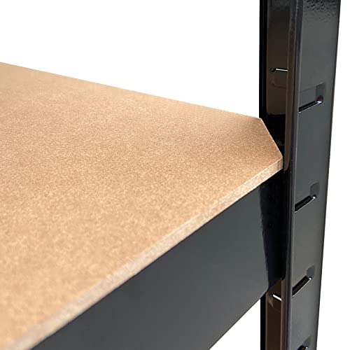 5 Tier Adjustable Boltless Garage Shelving, Heavy Duty Storage Racking Unit, Organizing Metal Shelf for Home Office Workshop Warehouse Household Kitchen, 59" H x 28" W x 12" D, 5 Tier Black DIY Shelf