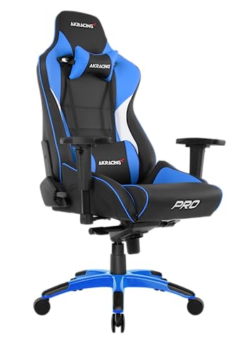 AKRacing Masters Series Pro Luxury XL Gaming Chair with High Backrest, Recliner, Swivel, Tilt, 4D Armrests, Rocker & Seat Height Adjustment Mechanisms, 5/10 Warranty,Blue - AK-PRO-BL