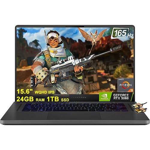 ASUS ROG Zephyrus G15 Gaming Laptop 15.6" WQHD IPS 165Hz (100% DCI-P3) AMD Octa-Core Ryzen 9 6900HS (>i7-11370H) 24GB RAM 1TB SSD GeForce RTX 3060 6GB Graphic USB-C Backlit Win11 Black + HDMI Cable