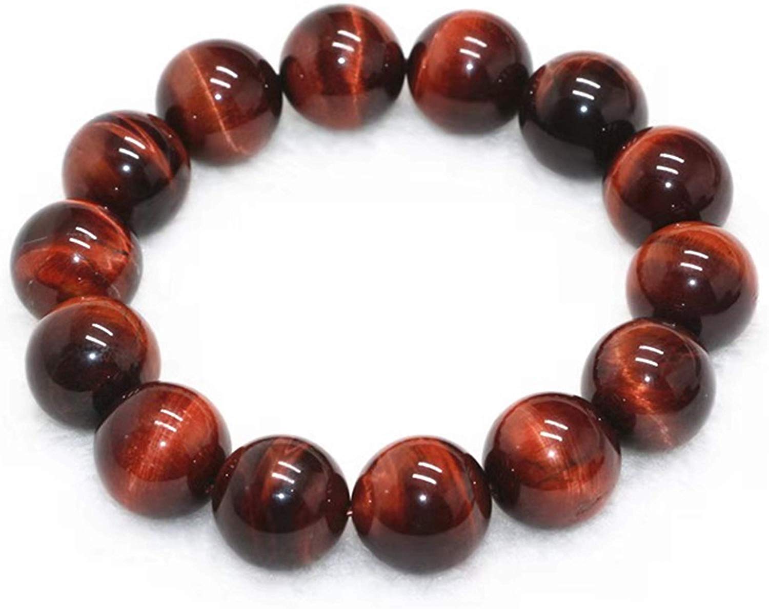 16mm Natural Red Tiger Eye Gemstone Cat Eye Round Bead Women Men Bracelet AAAA