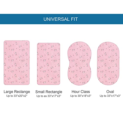 Bassinet Sheets 2 Pack, Bassinet Sheet Ultra Soft, Bassinet Sheets for Baby Girl Universal Fit for Rectangle, Oval, Hourglass Bassinet Pad/Mattress, Pink