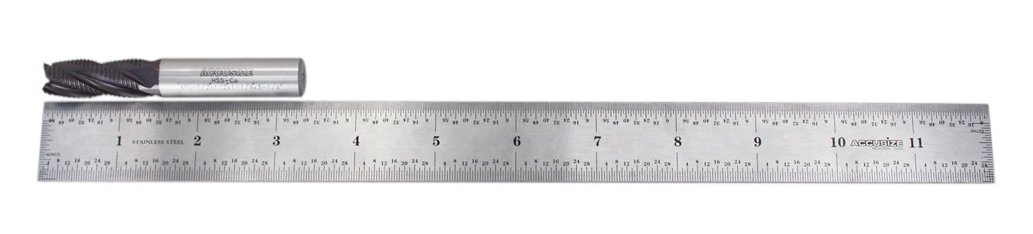 Accusize Industrial Tools Stadard Tooth M42 8% Cobalt Tialn Roughing End Mill, 1/2'' by 1/2'' by 1-1/4'' Flt Length, 1102-0012