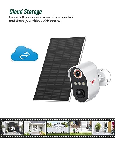 Aiwit 1080p Wireless Security Camera, Indoor/Outdoor Surveillance Bullet Cam with Solar Panels, Live View, AI Human Detection, Night Vision, 2-Way Audio, IP65 Waterproof, Cloud Storage