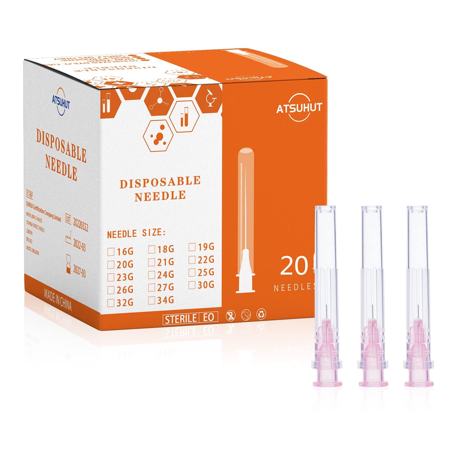 34Ga 0.15Inch Disposable Injection Needle with Cap for Animal, Pet, Poultry and Industrial Dispensing Needl Accessories 20pcs