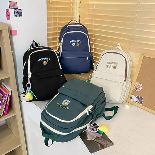 Aiyify Cute Backpack Kawaii Backpack for School Aesthetic Backpack Kawaii School Supplies Cute Backpacks with Accessories (White)
