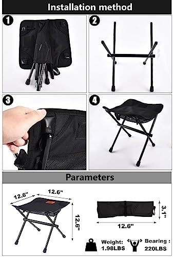 AnYoker Camping Chair, Portable Folding Chair, Beach Chair, Lightweight Hiking Chair,Compact Chair(Black/2pack)