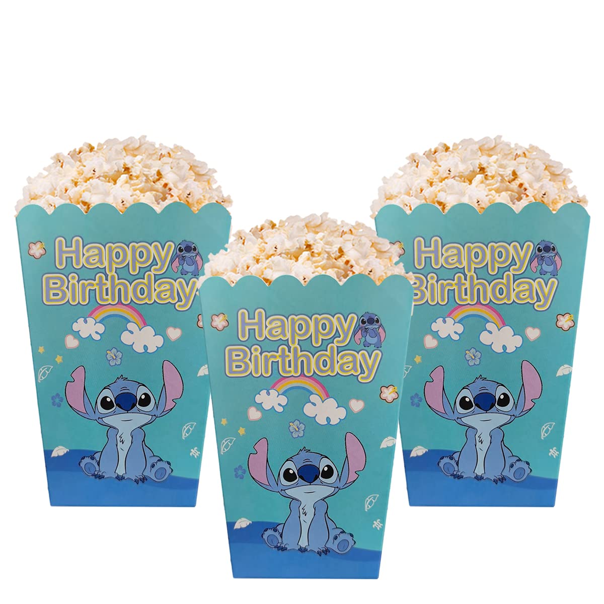12Pcs Stitch Party Popcorn Boxes,Stitch Birthday Theme Party Supplies