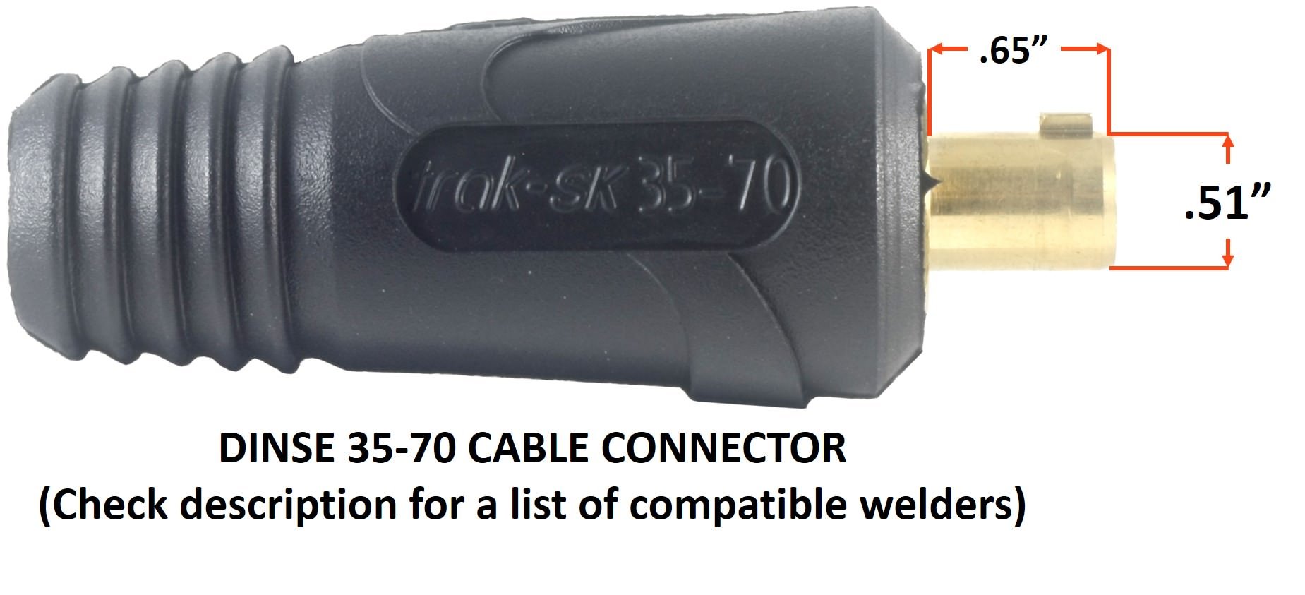 200 Amp Welding Leads Assembly Set - Dinse 35-70 Connector - #2 AWG Cable (25 FEET Each Lead)