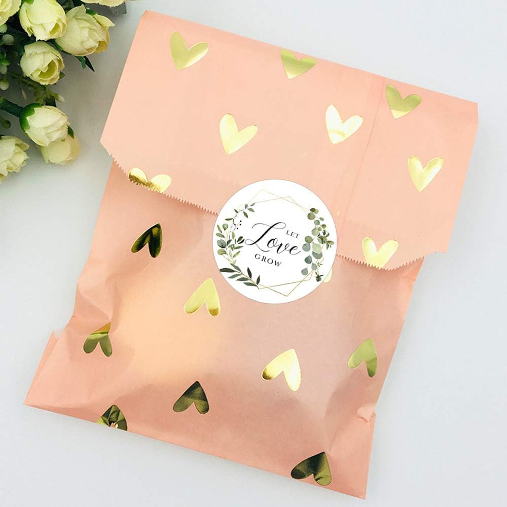 Let Love Grow Stickers 1.5'' Circle Labels 500 Per Pack New Roll Handicraft Decoration Thank You Sealing Sticker Gift Envelope Wedding Celebration Botanical Boutique Stickers