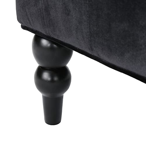 Christopher Knight Home Leora Modern Glam Tufted Velvet Wingback Loveseat, Black / Dark Brown
