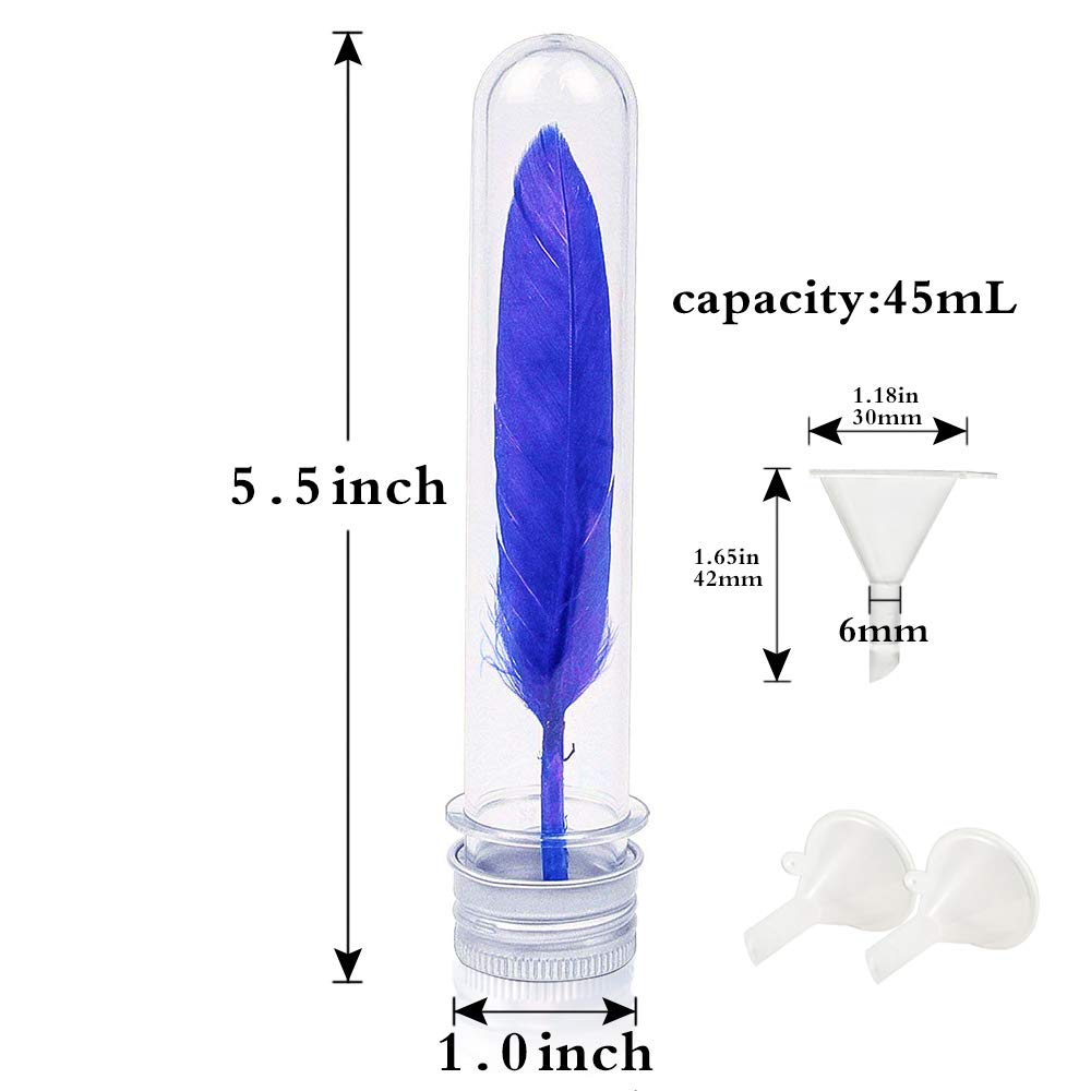 Clear Plastic Test Tubes with Caps,20pcs 25x140mm(45ml) Clear Tubes with 2 Funnel for Scientific Experiments, Party, Decorate The House, Candy Storage