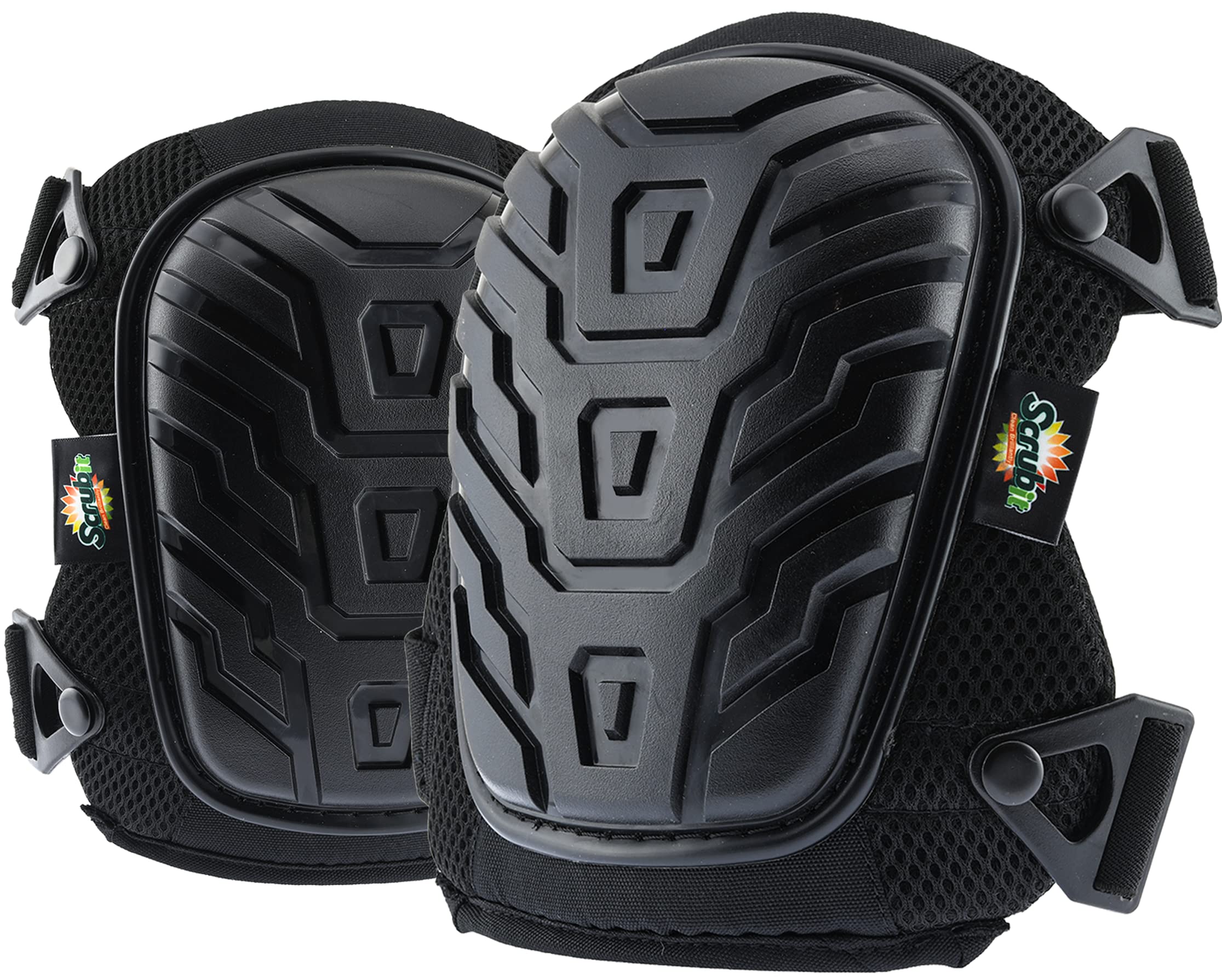Knee Pads for Work - Universal Fit for Men and Women - Professional Poly-Shield Knee Pads With Gel-Padded Cushion - Construction Knee Protector With Adjustable Buckle Closure & Non-Slip Straps