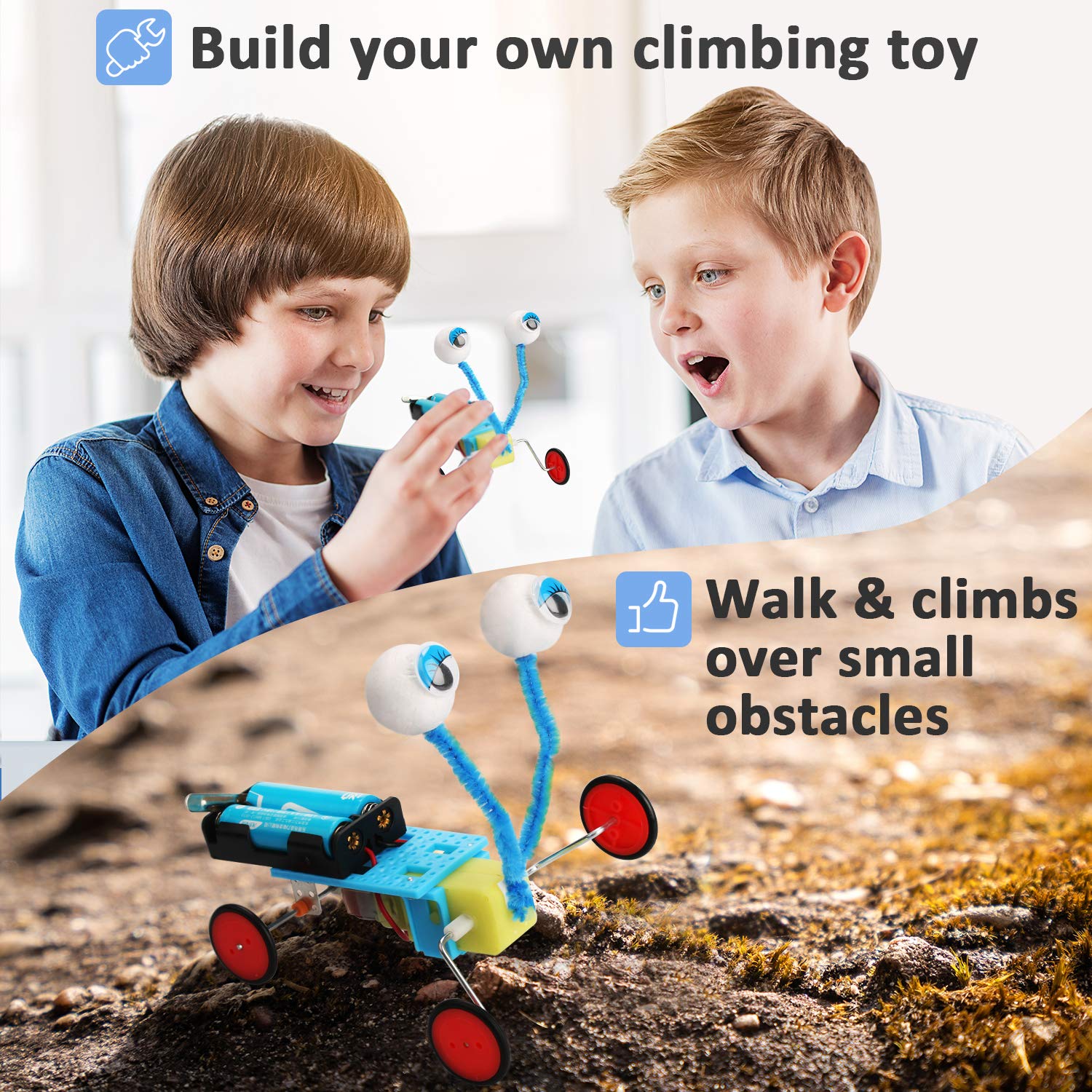 5 Set STEM Kit, Robot Building Kit, STEM Projects for Kids Age 8-12, DIY Electronic Science Experiments Engineering Toys,Gift for Boys and Girls 8 9 10 11 12 Year Old