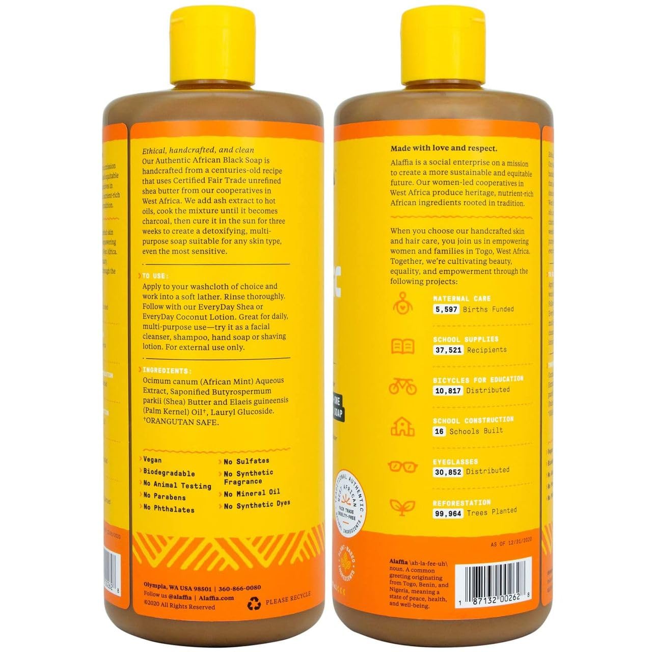 Alaffia Authentic African Black Soap Variety 2-Pack β All-In-One Liquid Soap, Travel-Size Eucalyptus Tea Tree + Full-Size Unscented Body Wash, Face Wash, Shampoo, Shaving Soap