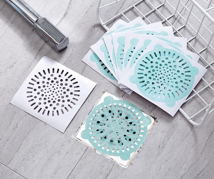 30PCS Disposable Shower Drain Hair Catcher Mesh Stickers Waterproof Adhesive Floor Drain Sticker Mesh Bathroom Vanity Sink Shower Stall Bathtub Balcony Laundry Room Kitchen Washroom Accessor (Pink)