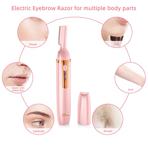 leuxe Eyebrow Trimmer and Facial Hair Remover Cordless Hair Remover for Face,Lips,Armpit,Portable Rechargeable Bikini Shaver (Pink)