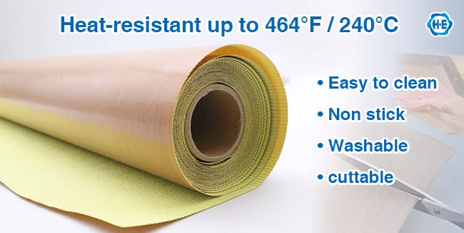 36 in x 15 ft Self-Adhesive PTFE Roll 5 Mil Heat Press Cover Roll PTFE Coated Heat Resistant Fabric