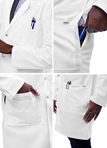 Adar Universal Stretch Unisex Lab Coat - 36" Snap Front Lab Coat - 3308 - White - L