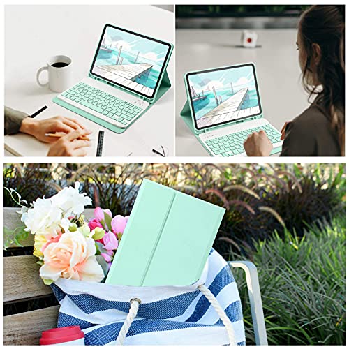 AnMengXinLing iPad Mini 6 (6th Generation) Keyboard Case with Mouse,iPad Mini 2021 Detachable Wireless Bluetooth Keyboard Pencil Holder Slim Leather Smart Cover (iPad Mini 6(8.3 inch), Purple)