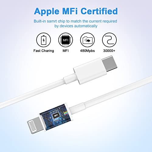 20W USB C Wall Charger Fast Charging Compatible for iPhone 14 13 12 11 Pro Max XS XR X 8 iPad, 2 Pack Lazerbuilt iPhone Charger Fast Charging with 6FT Type C to Lightning Quick Charge Data Sync Cable