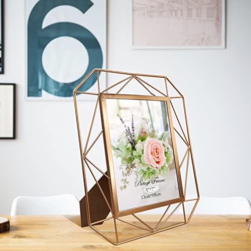 QUTREY Picture Frame 5x7 Set of 2, Metal Photo Frames 5 by 7 for Tabletop Display or Wall Mounting Decor