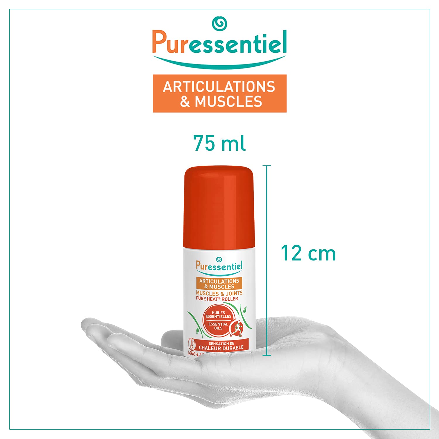 Puressentiel Muscles and Joints Pure Heat Roller - Essential Oil Roll-On for Soothing Joints and Muscles - Warm Sensation Eases Stiffness - 2.5 oz