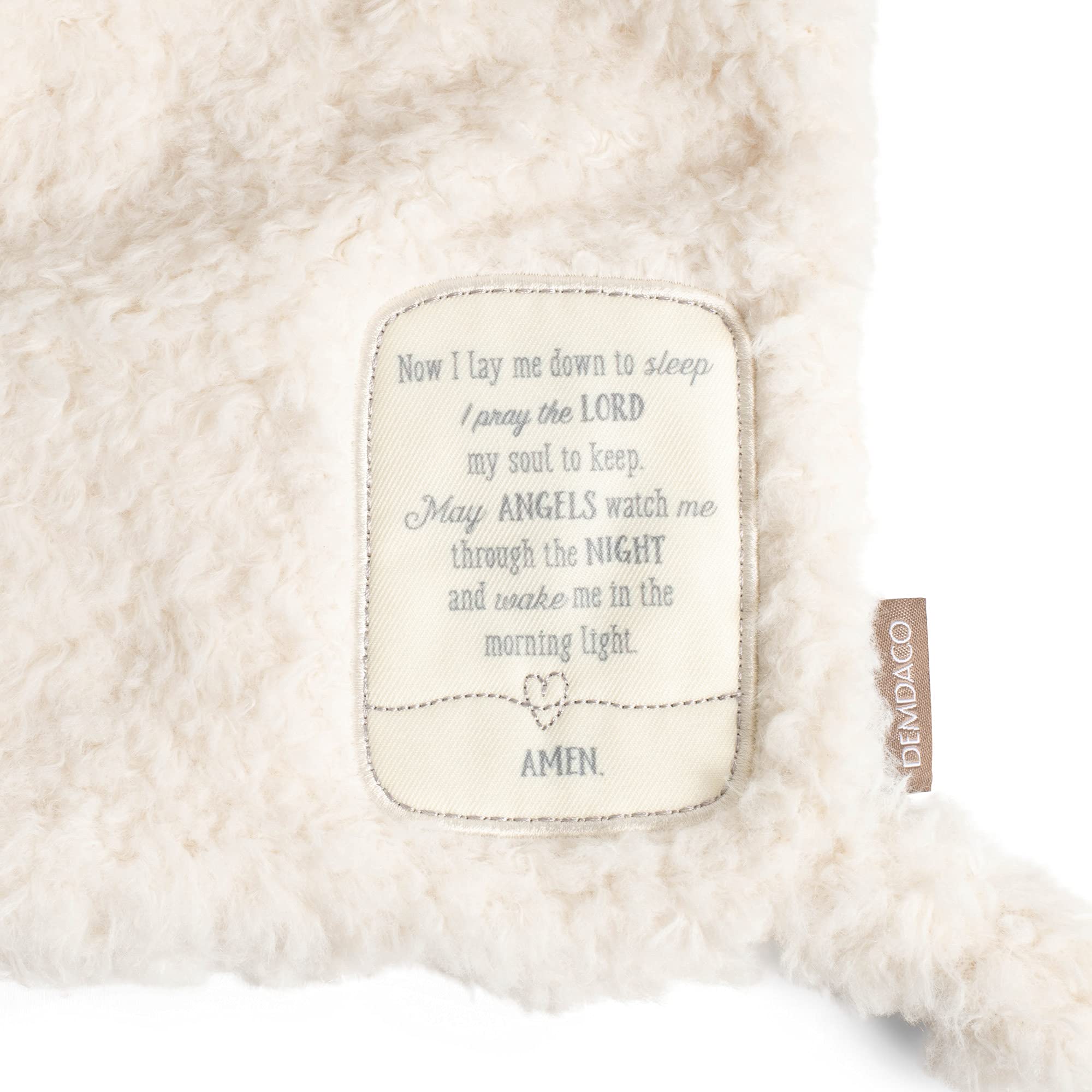 DEMDACO Clean White Fuzzy Lamb Goodnight Prayer Polyester Plush Children's Stuffed Animal Blankie