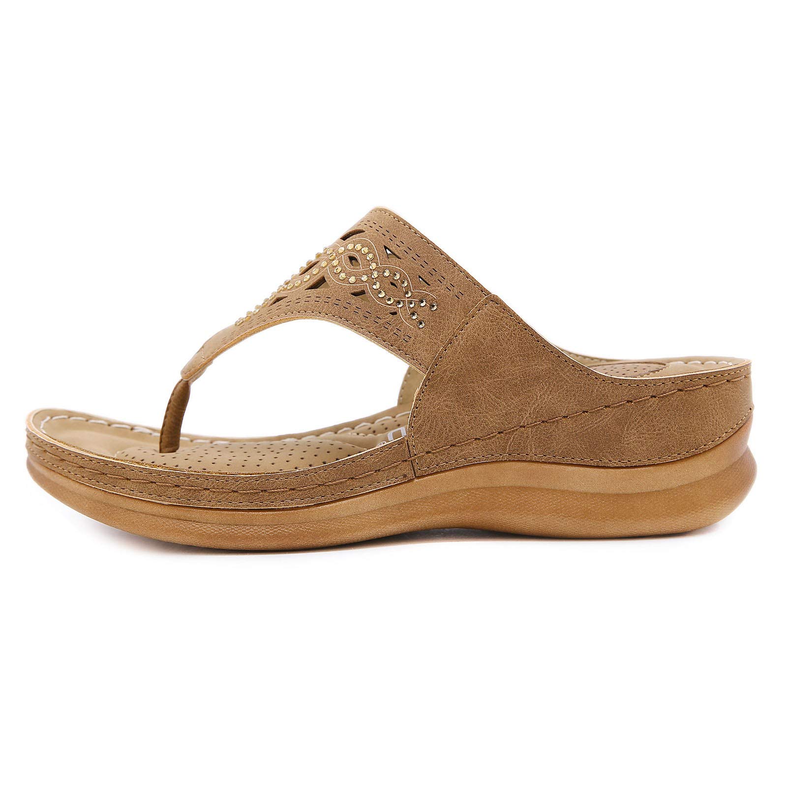 justHIGH Wedge Flip Flops for Women, Hollow Out Breathable Platform Sandals, Women Summer Wedge Sandals with Comfort Insole