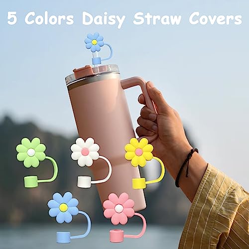 5PCS Straw Cover Cap for Stanley Cup,10mm Silicone Straw Toppers Reusable Straw Tips fit Stanley 30&40 Oz Tumbler, Drinking Straw Topper for Stanley Cups Accessories