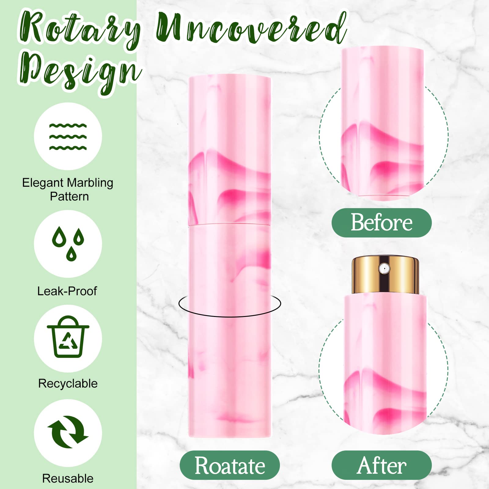 4 Pcs 10 ml Perfume Atomizer Refillable Cologne Containers Mini Travel Perfume Bottle Refillable Atomizer Sprayer Perfume Pocket Dispenser Spray Empty Bottle for Women Men, Multi Marble Style