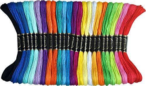 Rainbow Colors Embroidery Floss - Cross Stitch Threads - Friendship Bracelets Floss - Crafts Floss- Hand Embroidery Thread 25 Skeins Per Pack