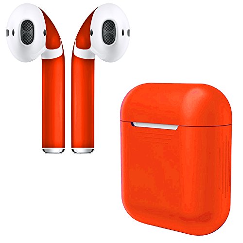 APSkins Silicone Case and Stylish Skins Compatible with Apple AirPod Accessories (Orange Case & Skin)