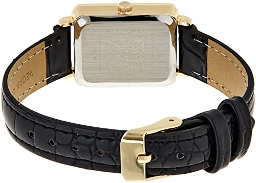 Anne Klein Women's Japanese Quartz Dress Watch with Faux Leather Strap, Black, 14 (Model: AK/3820GPBK)