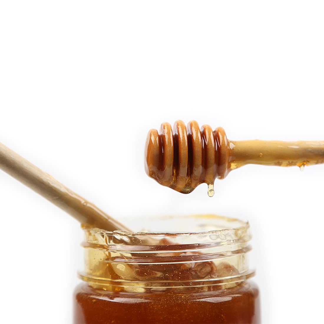 2pcs Honey Dipper Stick, 2pcs Long Handle Honey Spoon, Wooden Honey Dipper Stick for Honey Jar, Wooden Spoons Stirrer Cocktail Mixing Spoons for Home Kitchen