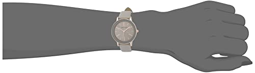 Anne Klein Women's Japanese Quartz Dress Watch with Faux Leather Strap, Gray, 16 (Model: AK/3818RGTP)
