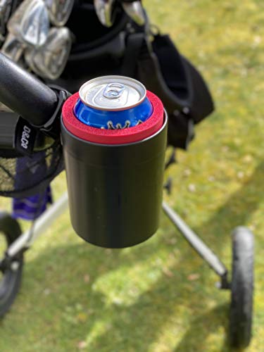 Dadding & Co. Original DaddieCaddie Cup Holder for Strollers, Golf Carts, Boats and Bikes – Includes Mounting System – Discretely Holds 12 Oz. Beverage Cans for Happy Hour on The Go