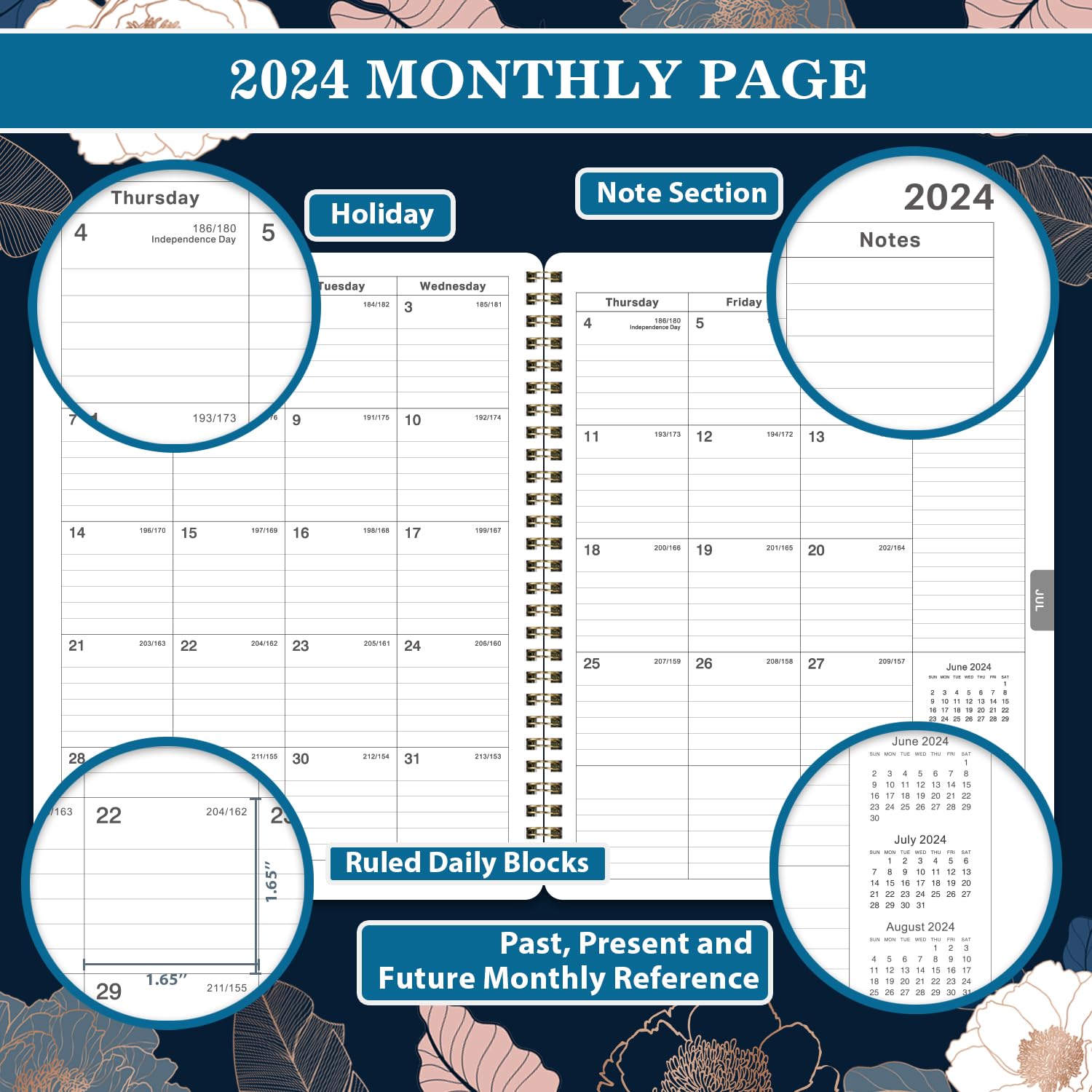 2024 Appointment Book/Planner - Weekly Appointment Book/Planner 2024, Jan. 2024 - Dec. 2024, 2024 Daily Hourly Planner with with 15-Minute Interval, 8"x 10", Printed Tabs + Flexible Cover + Thick