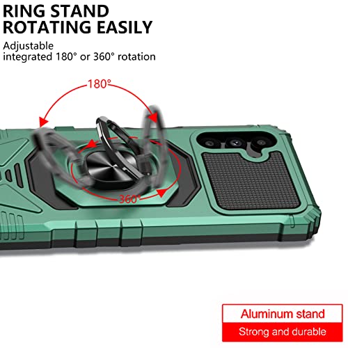 Ailiber Phone Case for Samsung Galaxy A04S, Samsung A13 5G Case with Screen Protector, Ring Kickstand for Magnetic Car Mount, Military Grade, Shockproof Rugged Protective Cover for Galaxy A04 S-Green