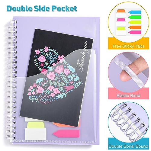 3 Pack Spiral Notebook 8.5" x 11", 1 Subject Notebook College Ruled with Pockets, Large Lined Spiral Journal Notebook, 480 Perforated Pages 100gsm Thick Paper,Cute Notebook for Office School Supplies