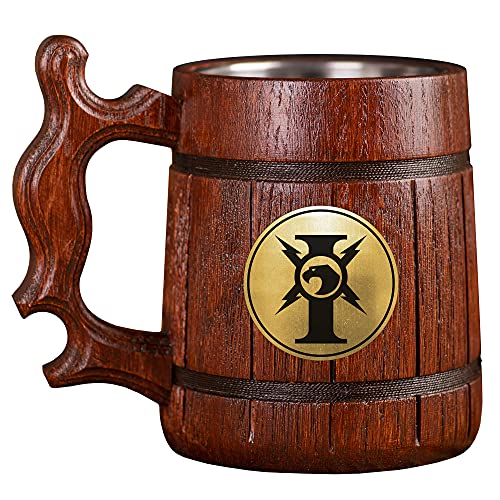 Adeptus Custodes Beer Stein, Personalized 40k Wooden Beer Mug, Custom Beer Stein, Gamer Gift, Gamer Tankard, Gift for Men, Gift for Him