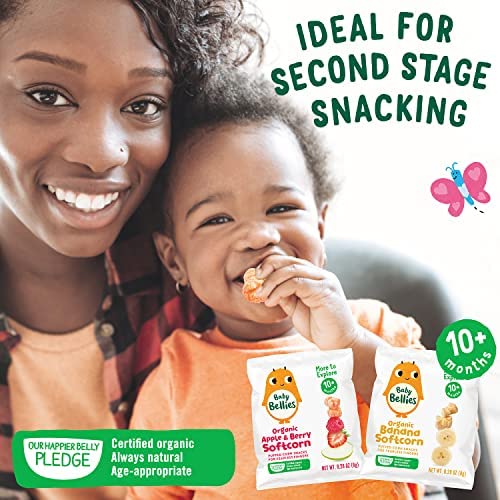 Baby Bellies Organic Softcorn Baby Snack, Banana, Pack of 7 Individual Snack Packs, 0.28 Ounce