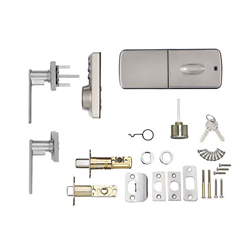 Amazon Basics Contemporary Electronic Keypad Deadbolt Door Lock With Passage Lever, Satin Nickel, 6.62 cm x 11.81 cm