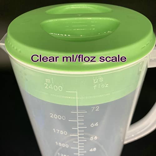 81oz/2.4Litre/0.63 Gallon Plastic Water Pitcher with Lid BPA-FREE Carafes Mix Drinks Water Jug for Hot/Cold Juice Beverage Ice Tea (Green, 81oz)