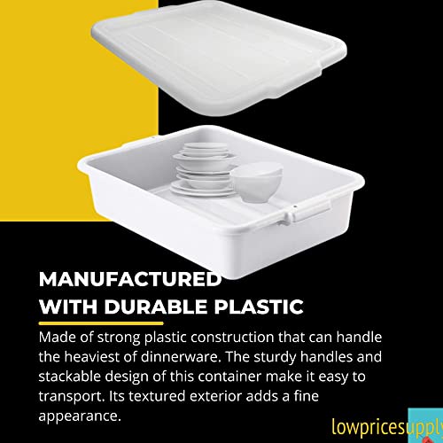 6 Pack 20" x 15" x 5" NSF Gray Polyethylene Plastic Bus Tub Bus Box w/ 6 Pack lid