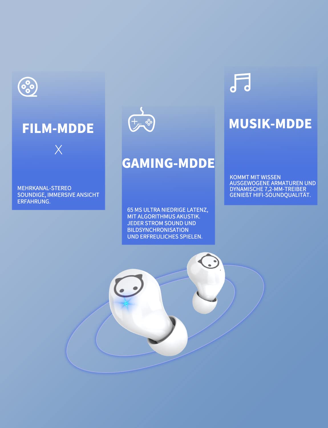 AMAFACE Wireless Earbuds, Wireless Earphones with Microphone, Cartoon Earset with Charging case 32H Playtime,Waterproof,HiFi Stereo in Ear Headphone for Kids Adult
