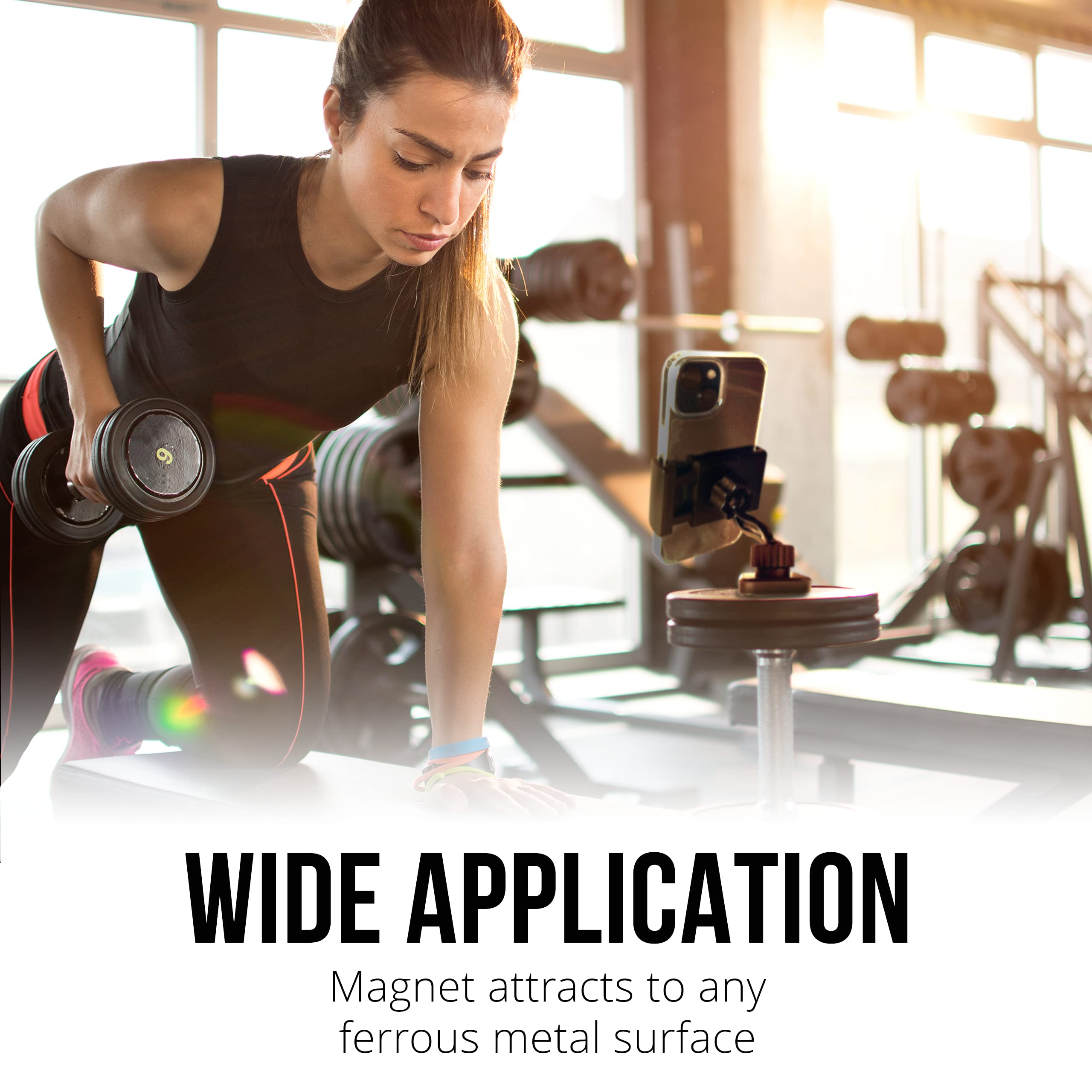 360 Degree Magnetic Phone Holder Magnetic Phone Holder for Gym iPhone Android Gym Magnetic Phone Holder Spring Clamp Riserr Mount