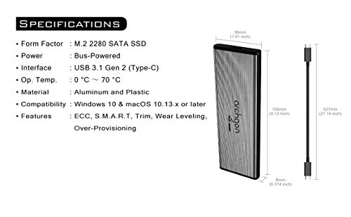 archgon External SSD USB 3.1 Gen.2 Portable Solid State Drive Model C503K (960GB, C503K)