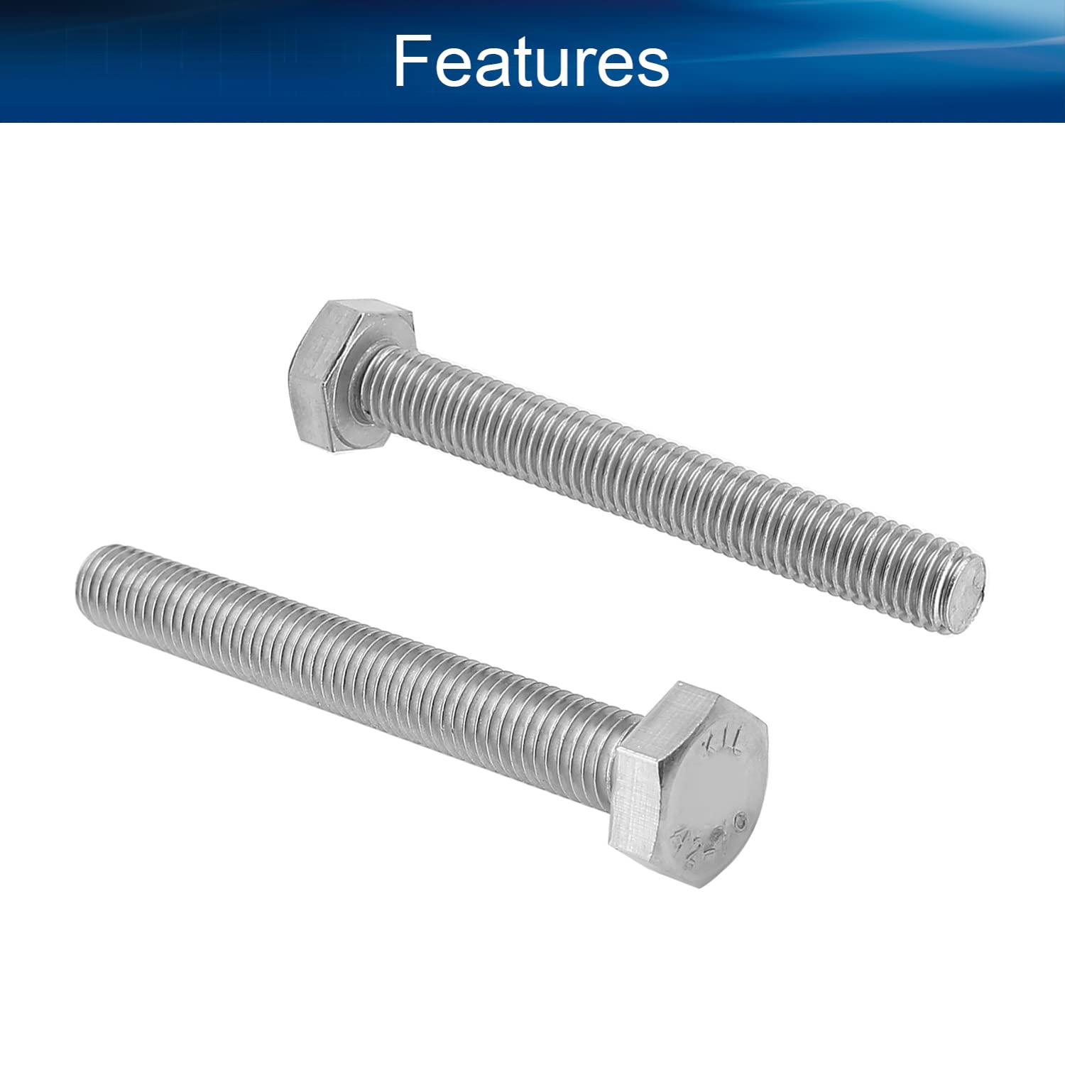 Yinpecly M10 Hex Bolt M10-1.5 x 80mm UNC Hex Head Screw Bolts 304 Stainless Steel Fully Threaded Hex Tap Bolts 4pcs
