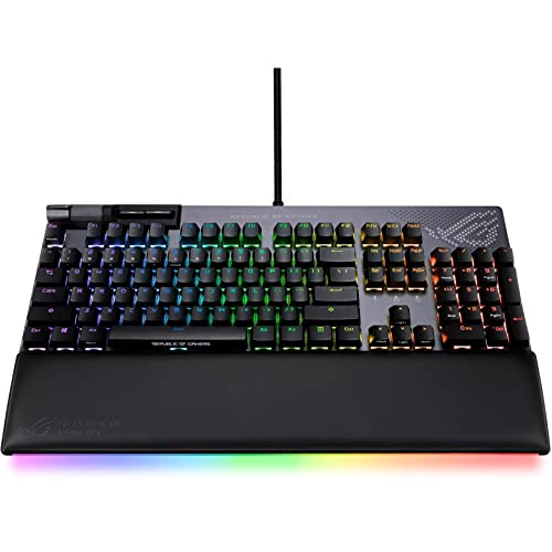 ASUS ROG Strix Flare II Animate 100% RGB Gaming Keyboard - Hot-swappable, ROG NX Red Linear Switches, Customizable LED Display, PBT Keycaps, Acoustic Dampening Foam, Media Controls, Wrist Rest